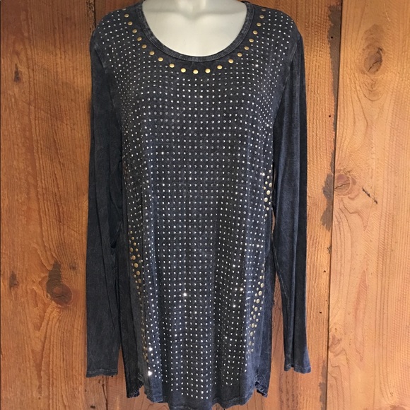 Vocal | Tops | Nwt Vocal Studded Tunic Bling Black Stunning Sm3x | Poshmark